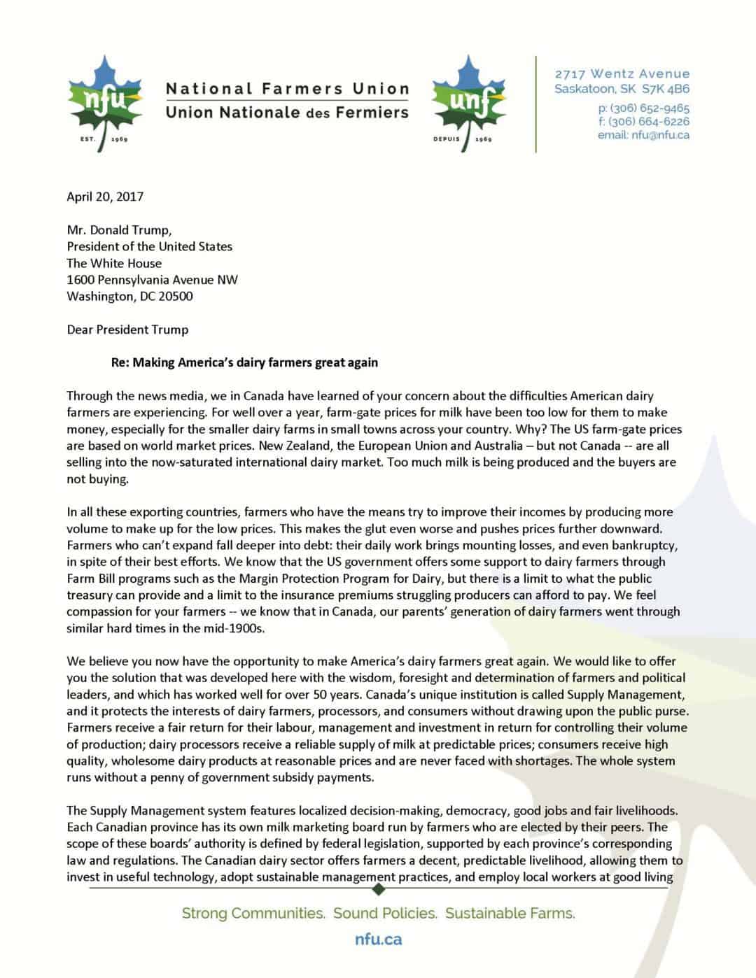 Canada’s NFU tweets President Trump a solution to US dairy crisis ...
