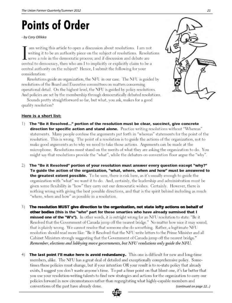 Points of Order | National Farmers Union