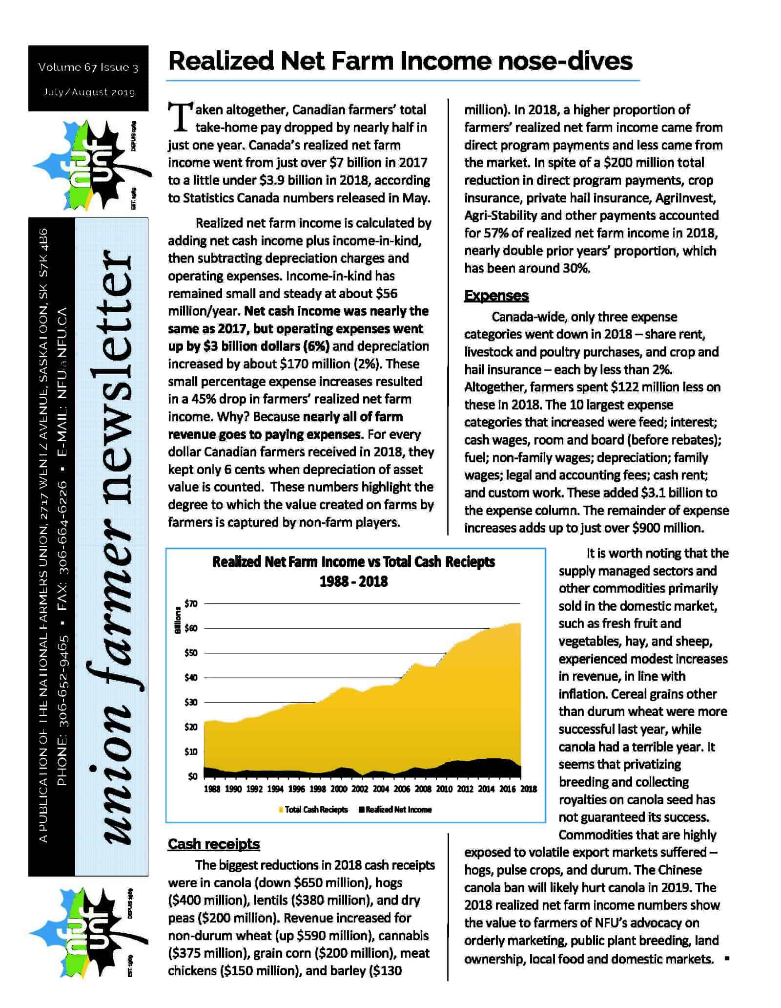 Union Farmer Newsletter: July - August 2019 | National Farmers Union