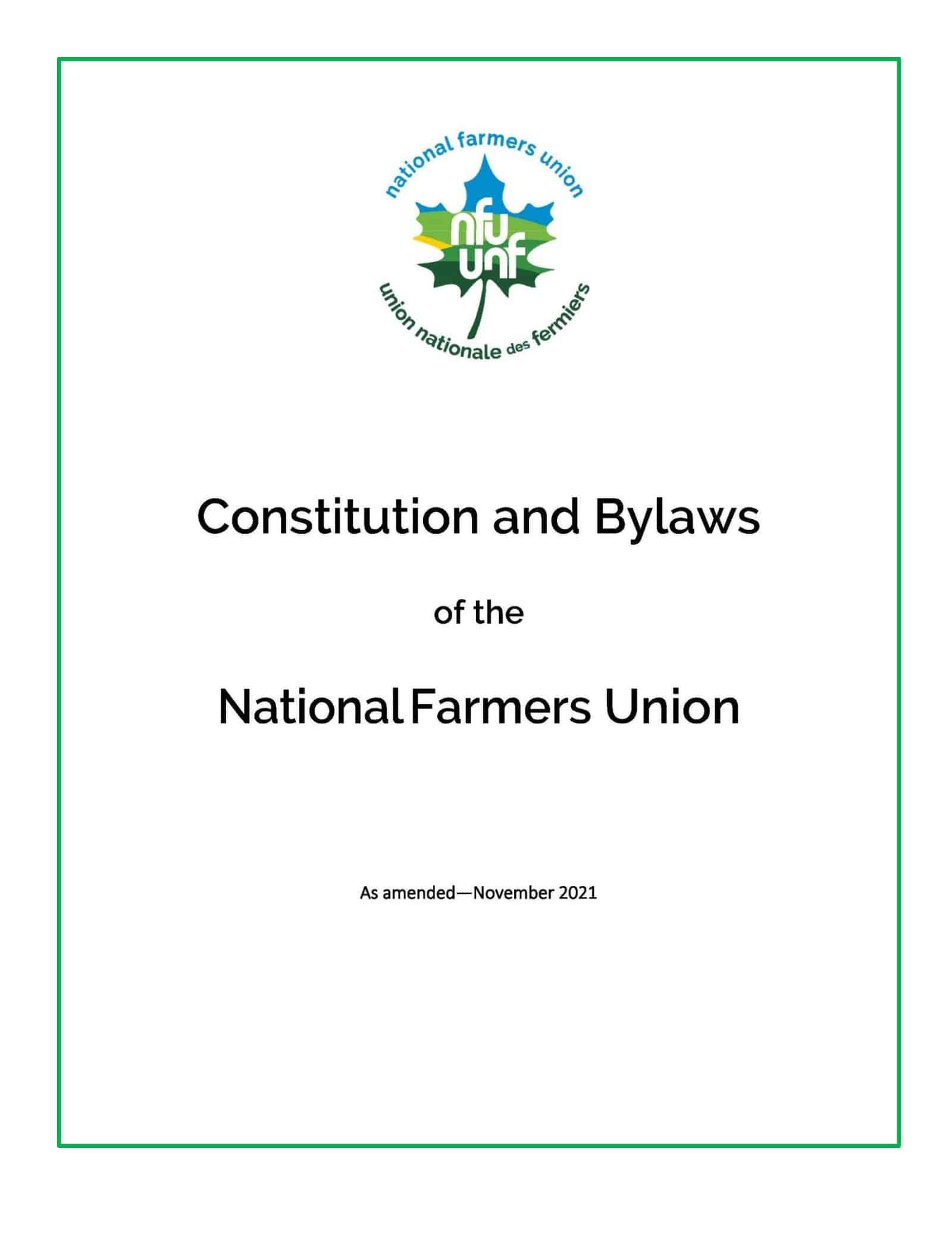 Constitution and Bylaws of the National Farmers Union | National ...