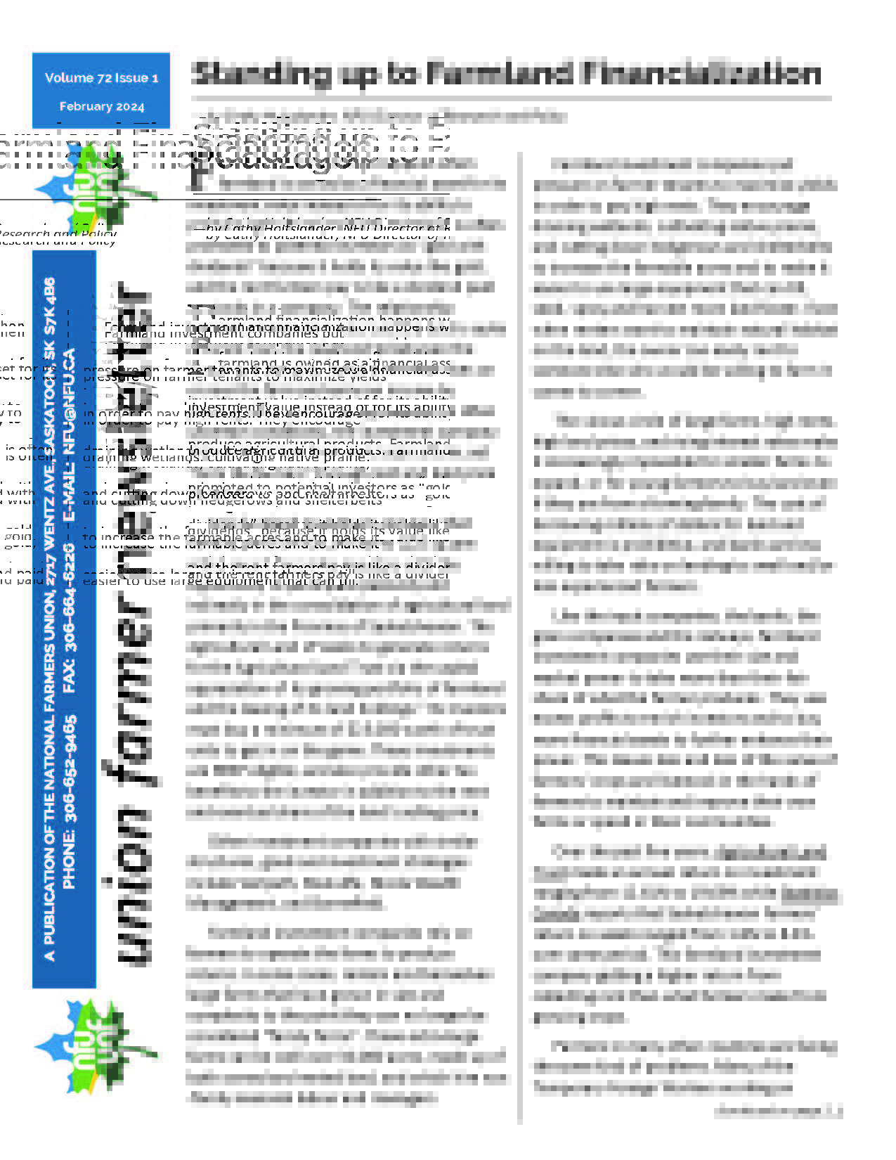 Union Farmer Newsletter: February 2024 | National Farmers Union